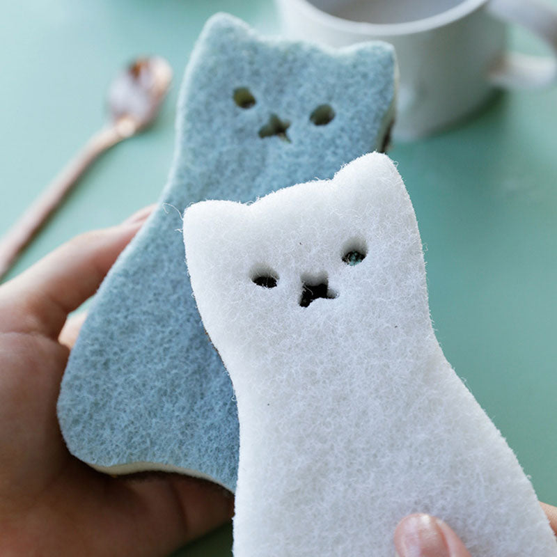Cute cat-shaped kitchen sponge set (4 pieces) | nyxycat